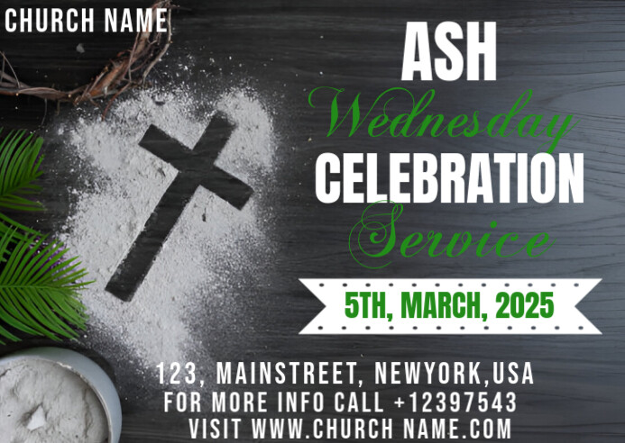 Copy of Ash Wednesday celebration service poster ad design | PosterMyWall