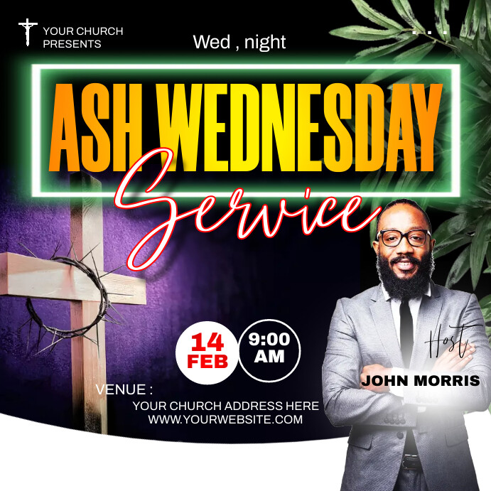 Ash wednesday church flyer Template | PosterMyWall