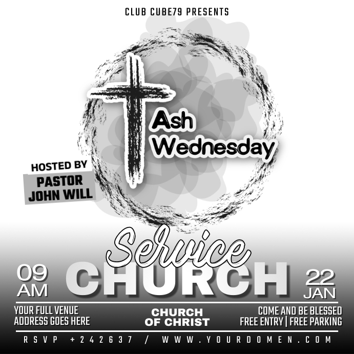 Ash wednesday church service Template | PosterMyWall