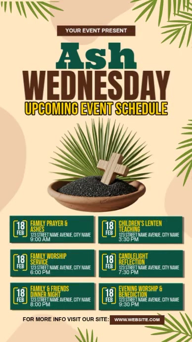 Ash Wednesday Event Schedule Template | PosterMyWall