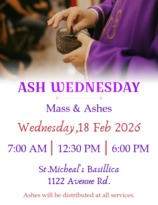 Plantilla de Ash Wednesday Mass & Ashes Schedule Date Time Service ...