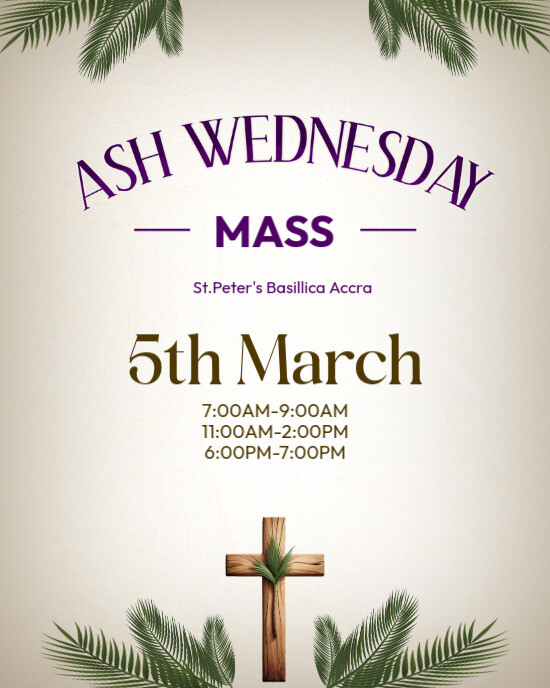 Copy of ash wednesday mass invitation instagram poster template ...