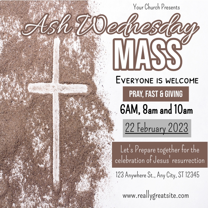 ash wednesday mass service invitation Template | PosterMyWall
