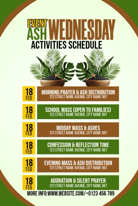 Ash Wednesday Schedule Ads Template | PosterMyWall