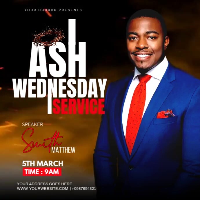 Ash Wednesday service Template | PosterMyWall
