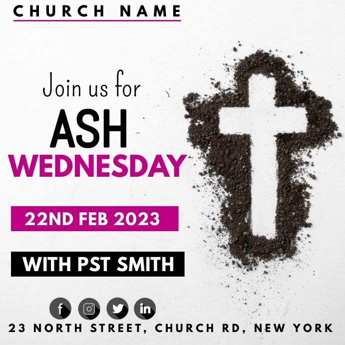 ash wednesday service invitation template | PosterMyWall