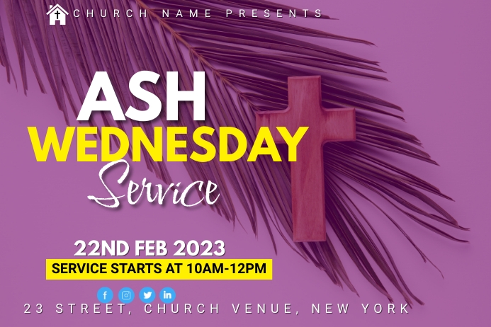ash wednesday service invitation template | PosterMyWall