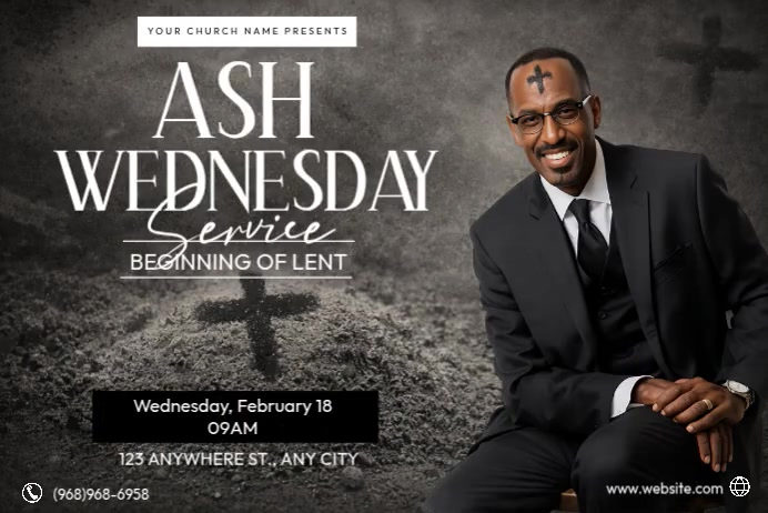 Ash Wednesday Service Poster Template | PosterMyWall