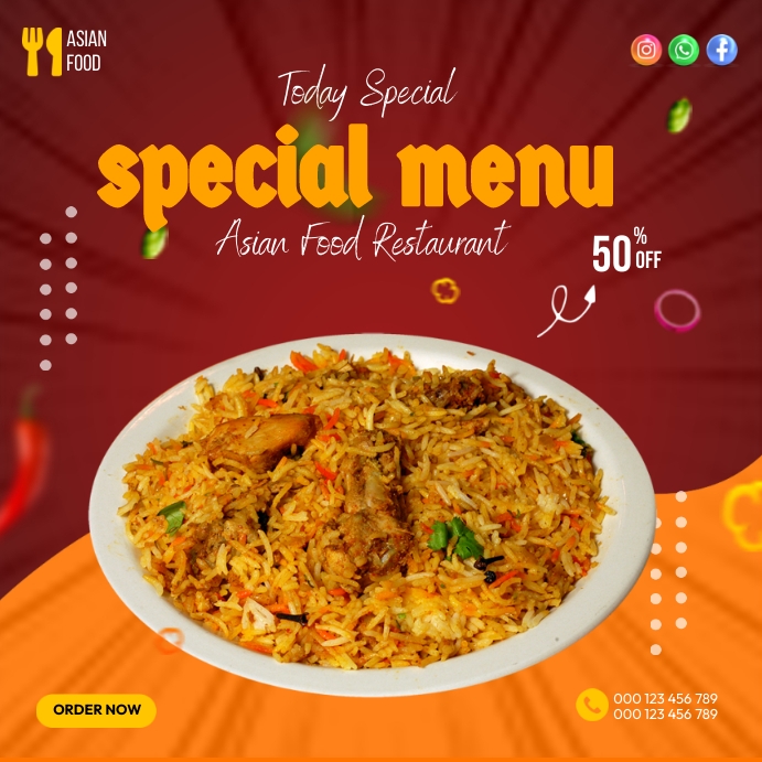 Asian Food Restaurant Template | PosterMyWall