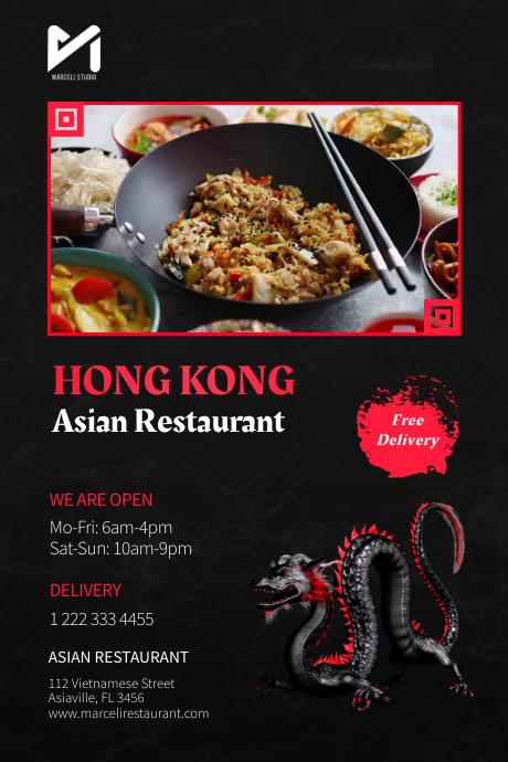 Asian Restaurant Video Poster Template | PosterMyWall