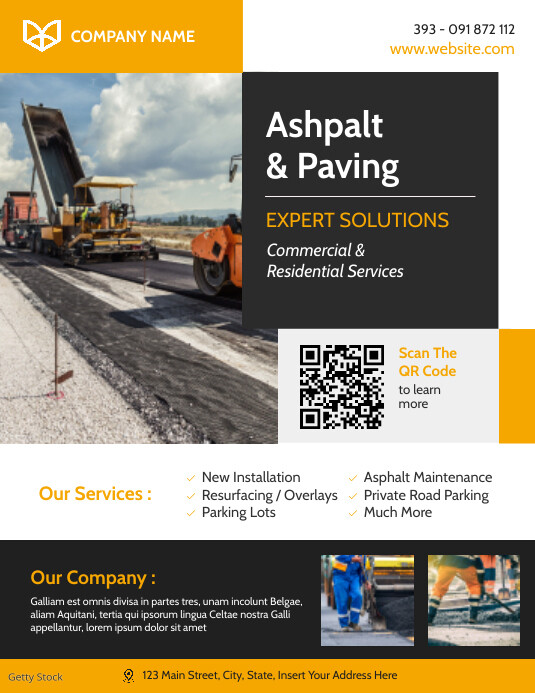 Asphalt and paving services minimal flyer tem Template | PosterMyWall