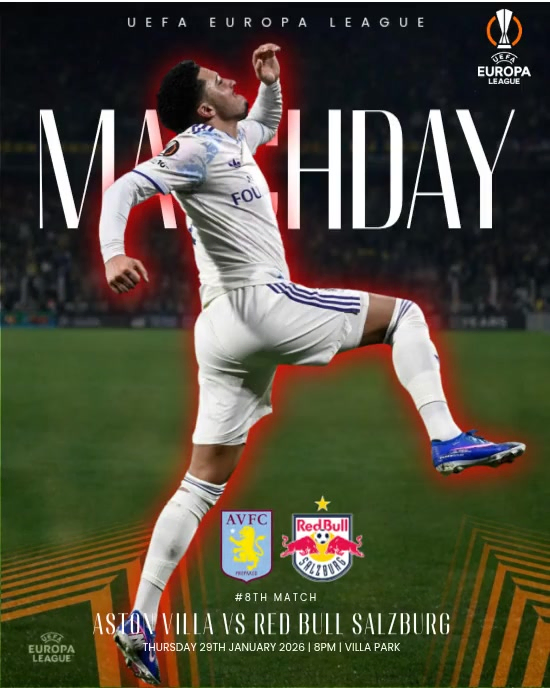 ASTON VILLA VS RED BULL SALZBURG UEFA EUROPA LEAGUE Template | PosterMyWall