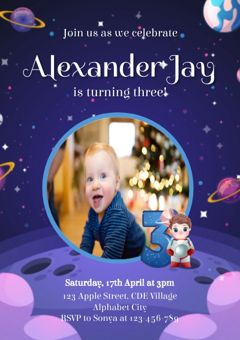 Astronaut Birthday Invitation Template | PosterMyWall