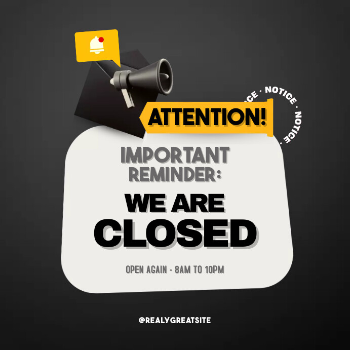 Attention Important Reminder (Black) Template | PosterMyWall