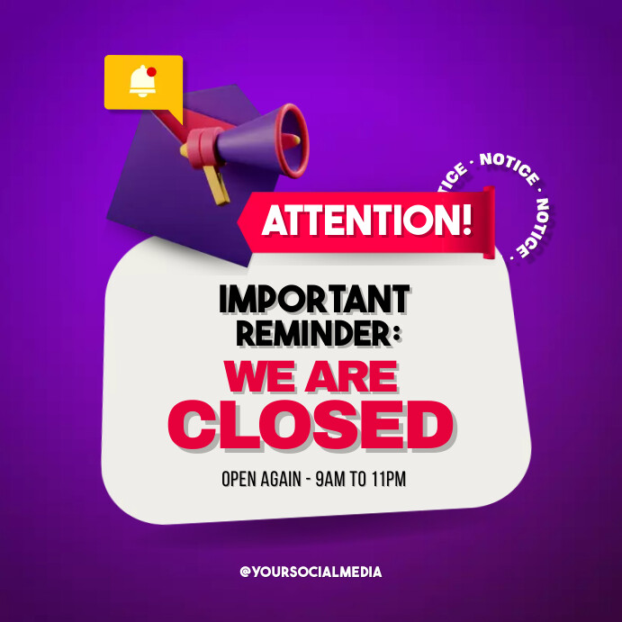 Copy of Attention Important Reminder (Purple) | PosterMyWall