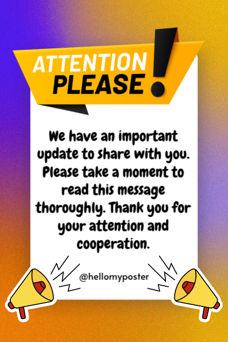 Attention Please ! Template | PosterMyWall