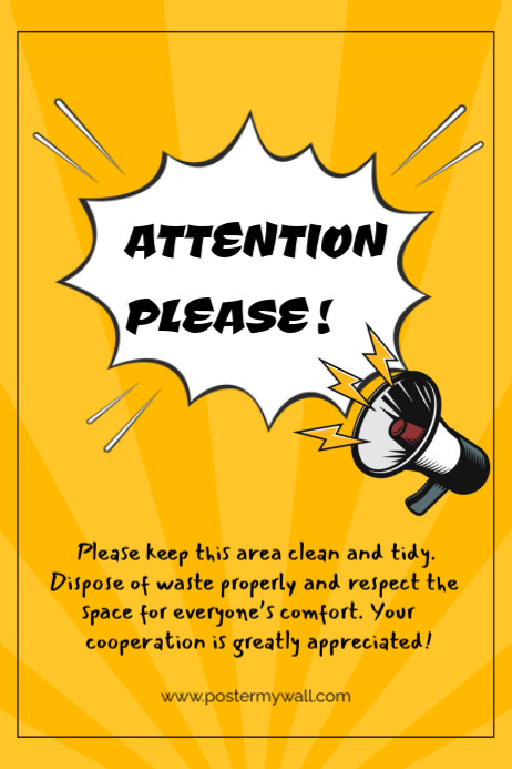 Attention Please Templat | PosterMyWall