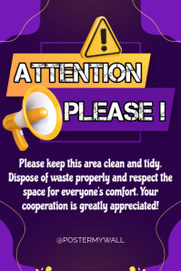 Attention Please Template | PosterMyWall