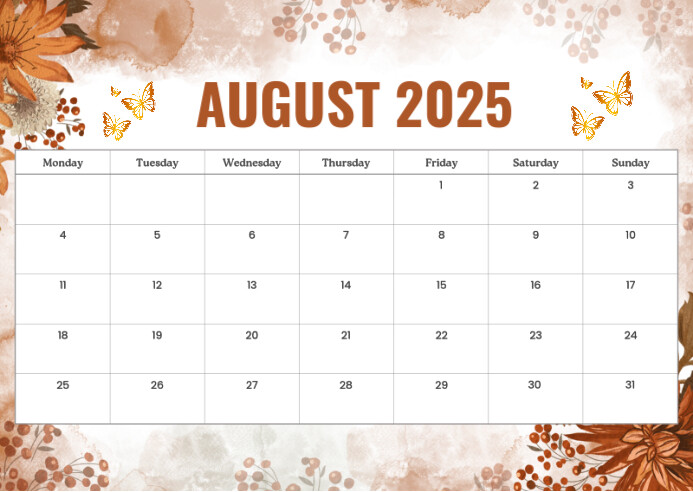 August 2025 Template | PosterMyWall
