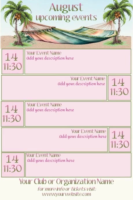 Plantilla de August Calendar by Paula | PosterMyWall