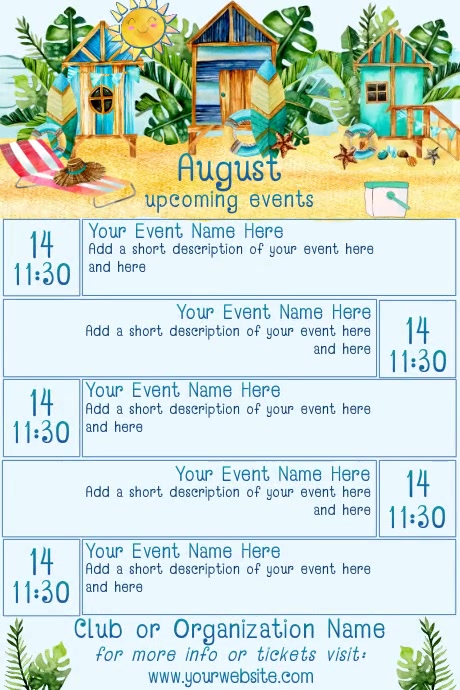 Plantilla de August Calendar by Paula | PosterMyWall