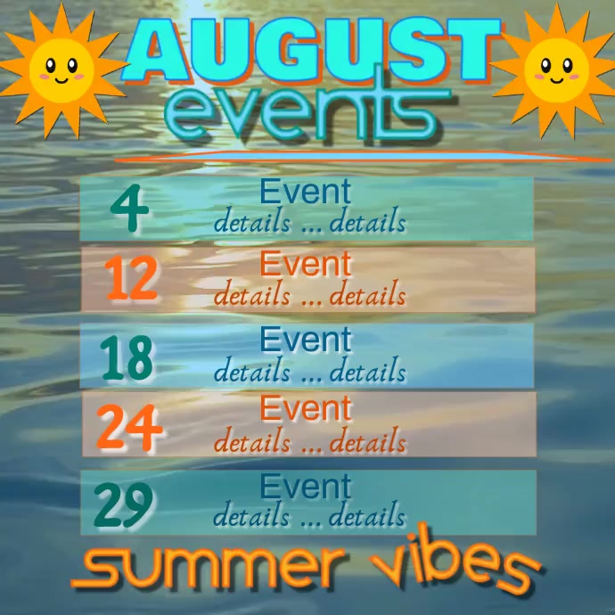 August Event Video Calendar (3) Template | PosterMyWall