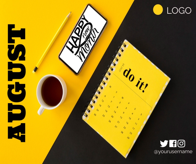 August New Month Design Template | PosterMyWall