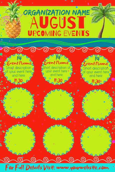 August Upcoming Event Calendar Template | PosterMyWall
