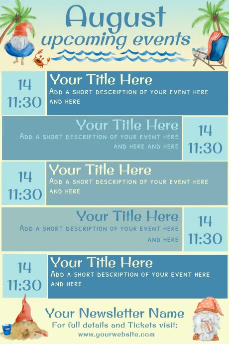 Plantilla de August Upcoming Events Calendar | PosterMyWall