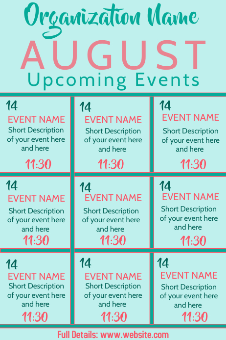 Copy Of August Upcoming Events PosterMyWall Copy Of August Upcoming Events PosterMyWall