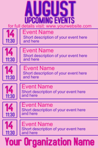 37,390+ August Event Calendar Customizable Design Templates | PosterMyWall