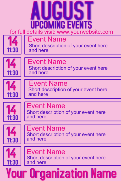 Plantilla de August Upcoming Events | PosterMyWall