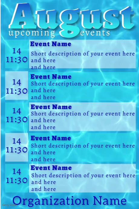 August Upcoming Events Video Calendar Template | PosterMyWall
