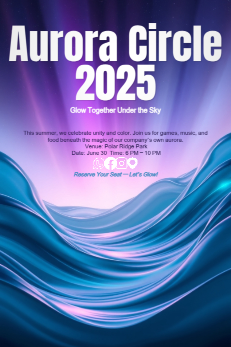 Aurora-Inspired Company Picnic Poster Template — Dreamy Gradient ...
