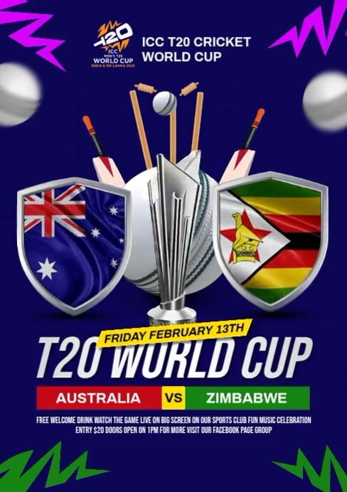 Australia vs Zimbabwe Template | PosterMyWall