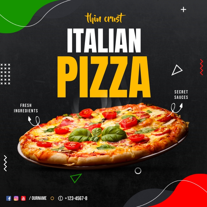 Authentic Thin Crust Italian Pizza Funky Ad Template | PosterMyWall