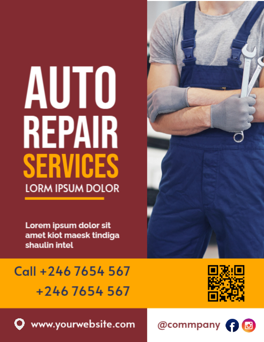 Red Auto Repair Services Flyers Template | PosterMyWall