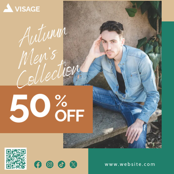 Autumn's Men Collection 50% off sale ad Template | PosterMyWall