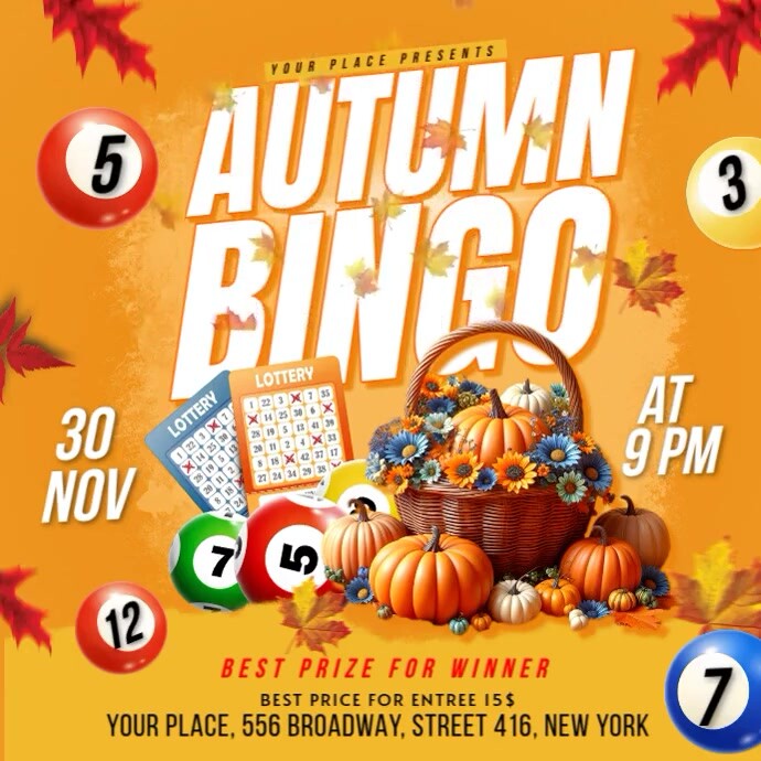 Autumn Bingo Template | PosterMyWall