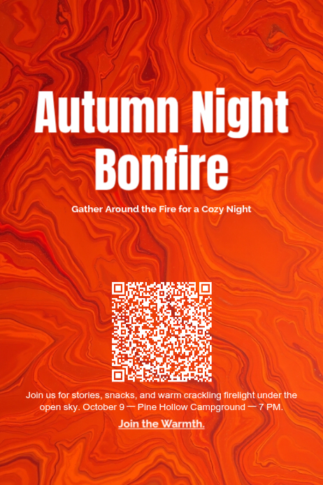 Autumn Bonfire Poster Template | Warm Outdoor Night Event Layout ...