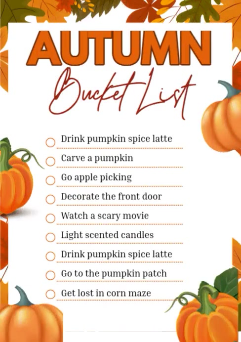 Autumn Bucket List Template | PosterMyWall