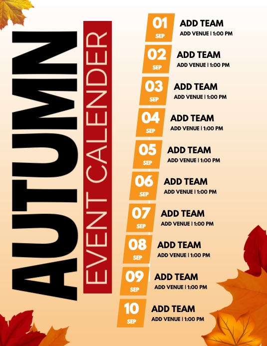 Copy of Autumn Calender | PosterMyWall