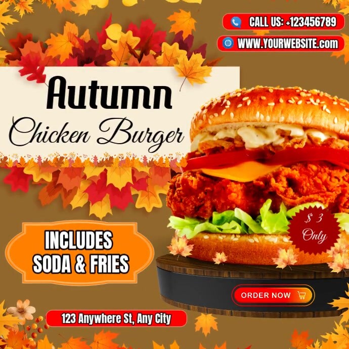Plantilla de Autumn Chicken Burger | PosterMyWall