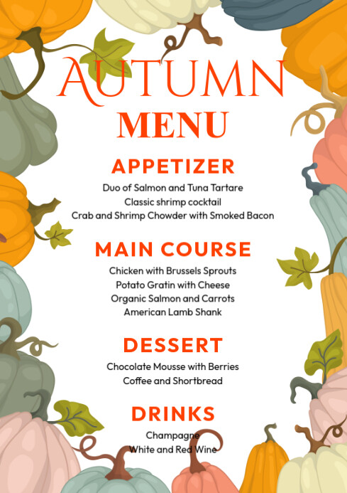 Autumn Dinner Menu Template | PosterMyWall