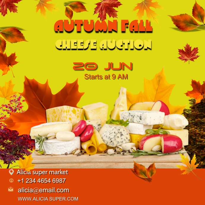Copy of autumn fall cheese auction flyer template | PosterMyWall