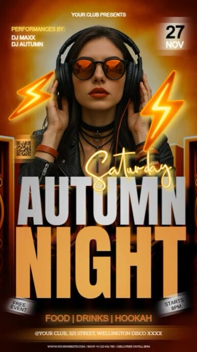 autumn fall club bar lounge party event design template | PosterMyWall