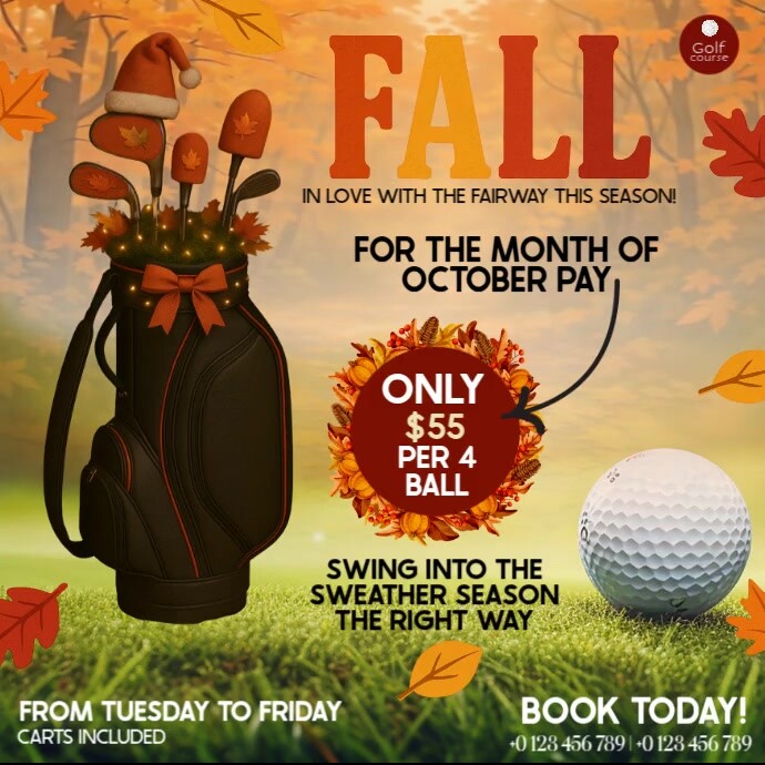 Copy of Autumn fall Golf course specials design template | PosterMyWall