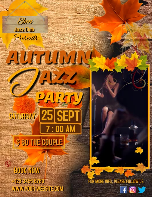autumn fall jazz party poster template | PosterMyWall