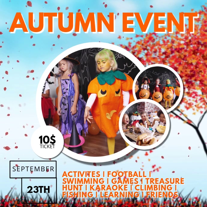 Copy of Autumn Fall Kids Event Video Advertising Template | PosterMyWall