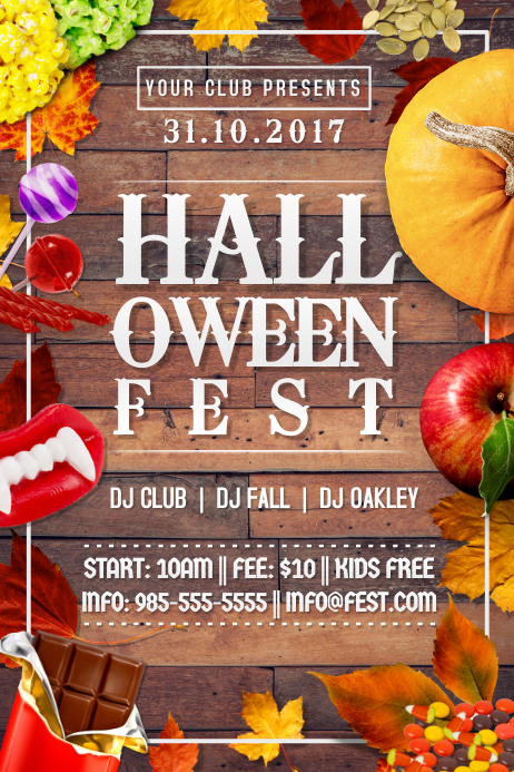 Autumn Fall October Festival Pumpkin Apple Halloween Retail Template ...